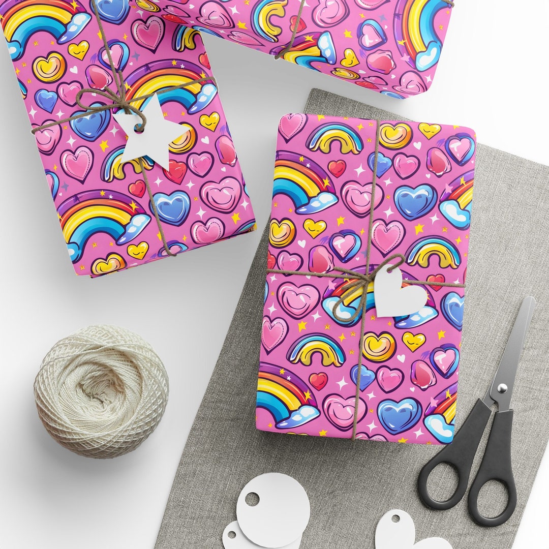 Rainbow Wrapping Paper, Girly Wrapping Paper, Pink Wrapping Paper ...
