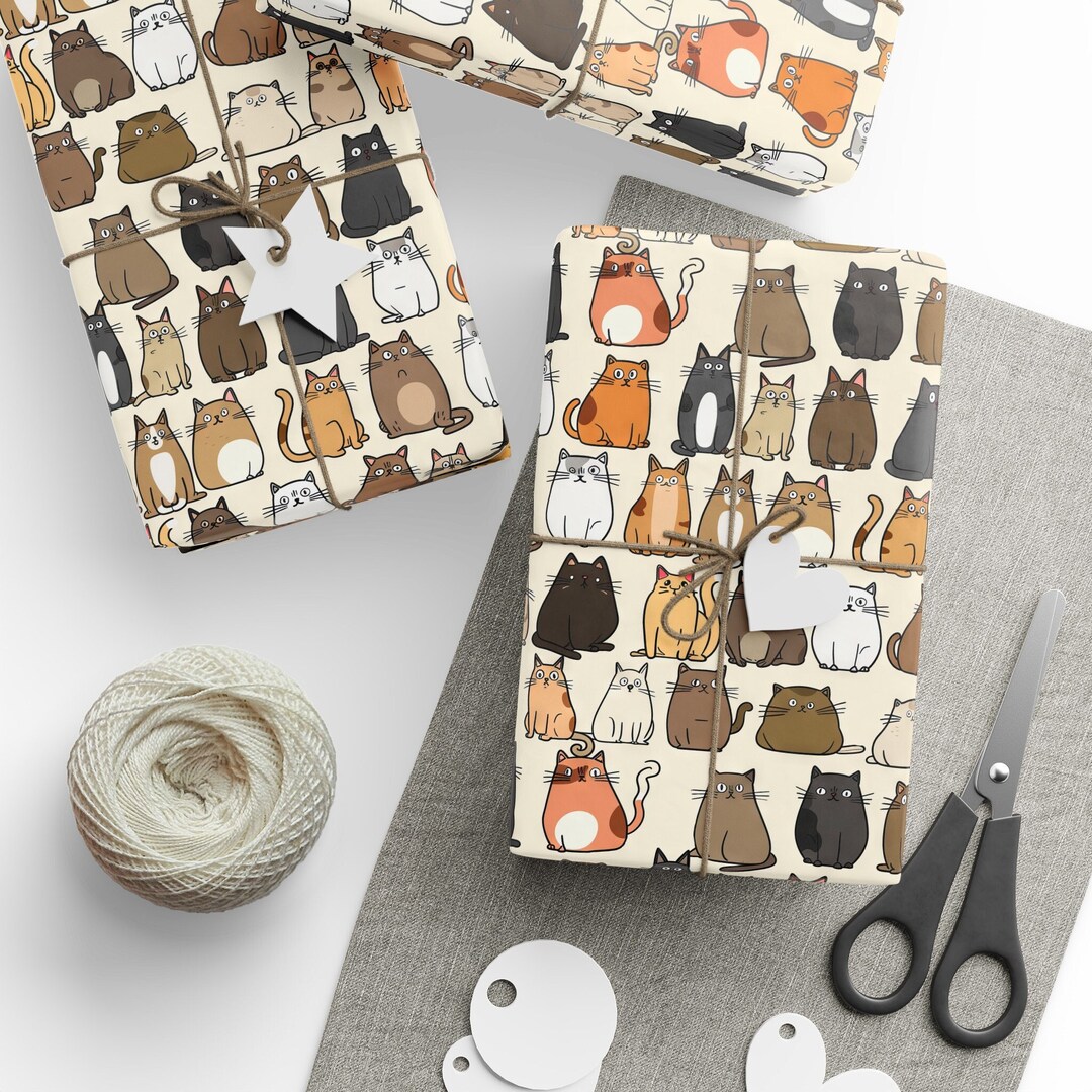 Cat Wrapping Paper, Cat Gift Wrap, Cat Lover, Gift for Cat Lover, Love ...
