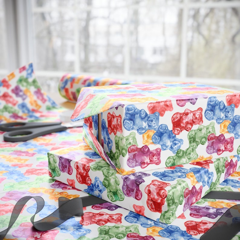 Gummy Bear Wrapping Paper, Gummy Bear Gift Wrap, Gummies, Gummy Lover ...