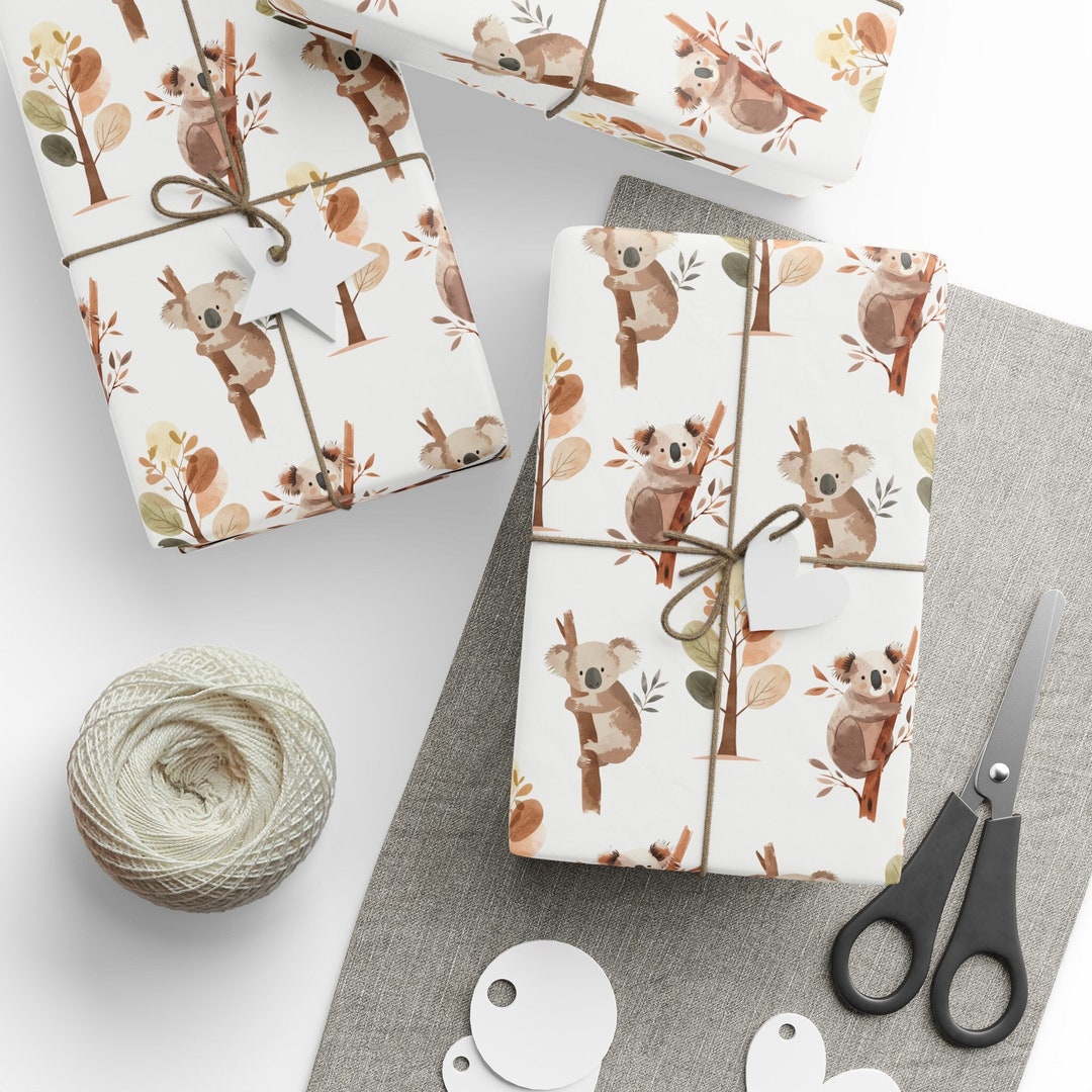 Koala Wrapping Paper, Baby Koala Gift Wrap, Baby Shower Gift, Koala ...