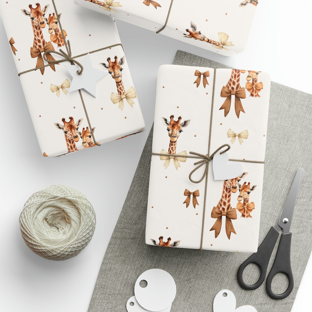 Giraffe Wrapping Paper, Giraffe Gift Wrap, Baby Shower Gift Wrap, Baby ...