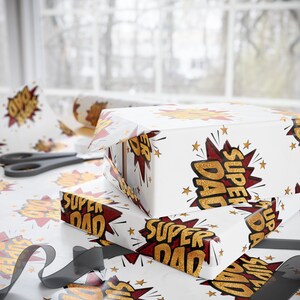 Super Dad Wrapping Paper, Super Dad Gift Wrap, Father's Day Wrapping Paper, Gift for Him, Best ...