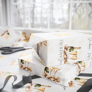 Champagne Custom Wedding Wrapping Paper, Personalized Wedding Wrapping ...