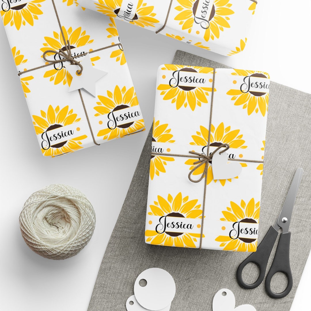 Personalized Sunflower Wrapping Paper, Custom Sunflower Wrapping Paper ...