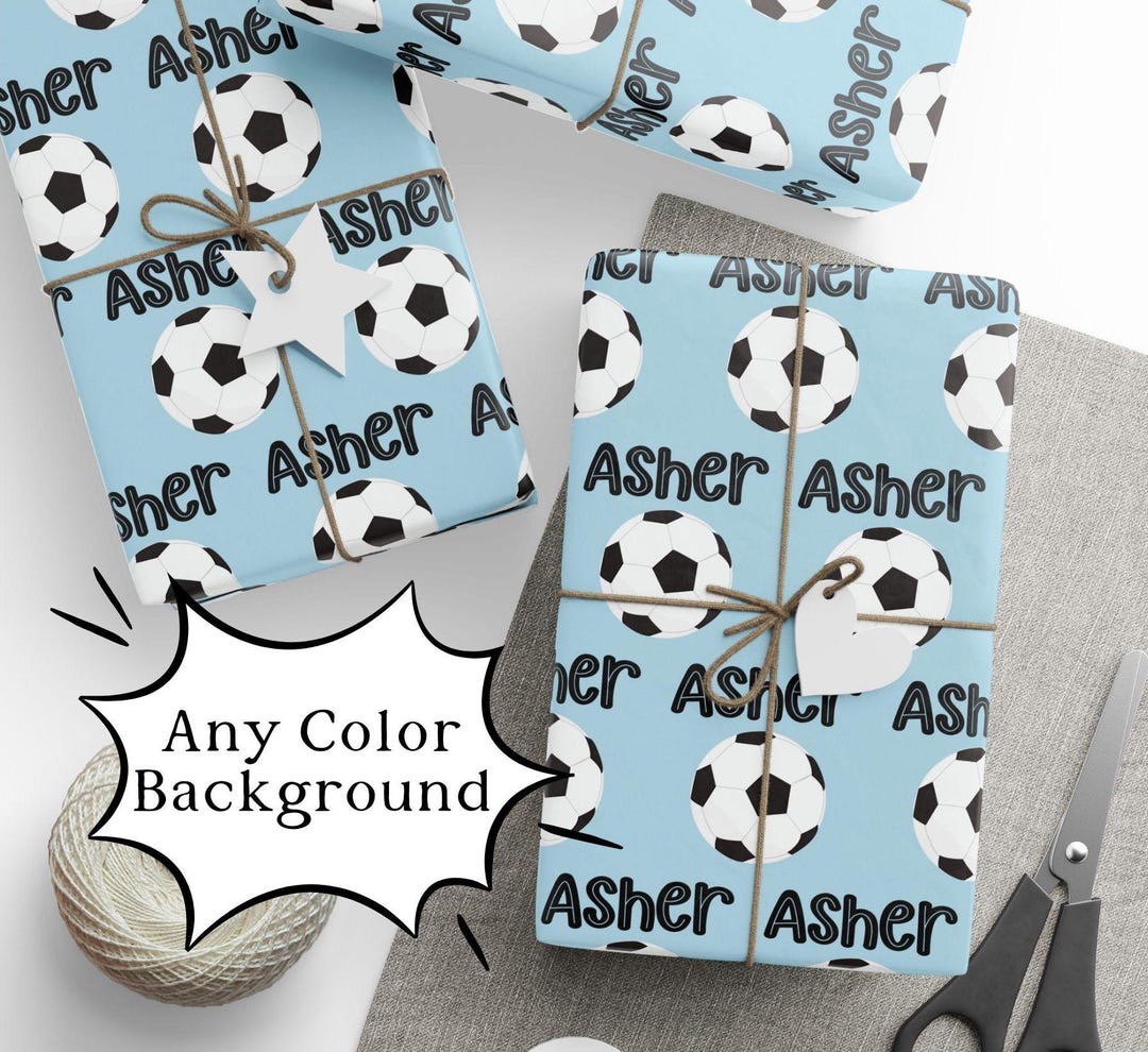 Personalized Soccer Wrapping Paper, Custom Soccer Gift Wrap, Gift for ...