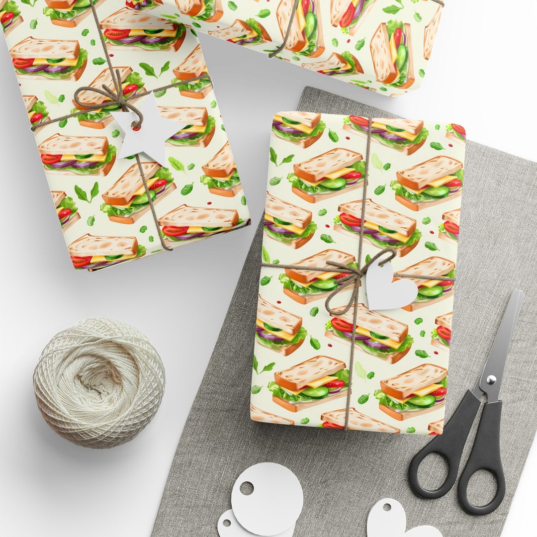 Sandwich Wrapping Paper, Sandwich Gift Wrap, Food Wrapping Paper, Food ...