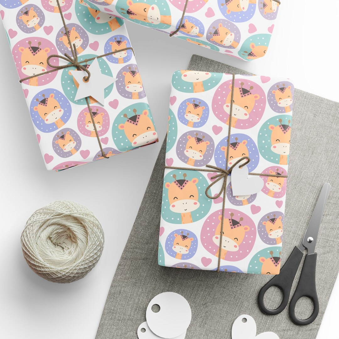 Cute Baby Giraffe Wrapping Paper, Baby Shower Gift, Baby Wrapping Paper ...
