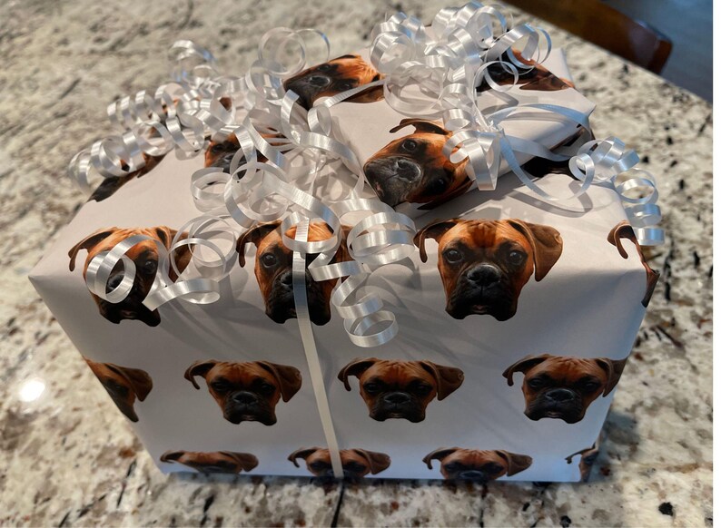 Custom Dog Wrapping Paper, Dog Face Gift Wrap, Personalized Wrapping ...