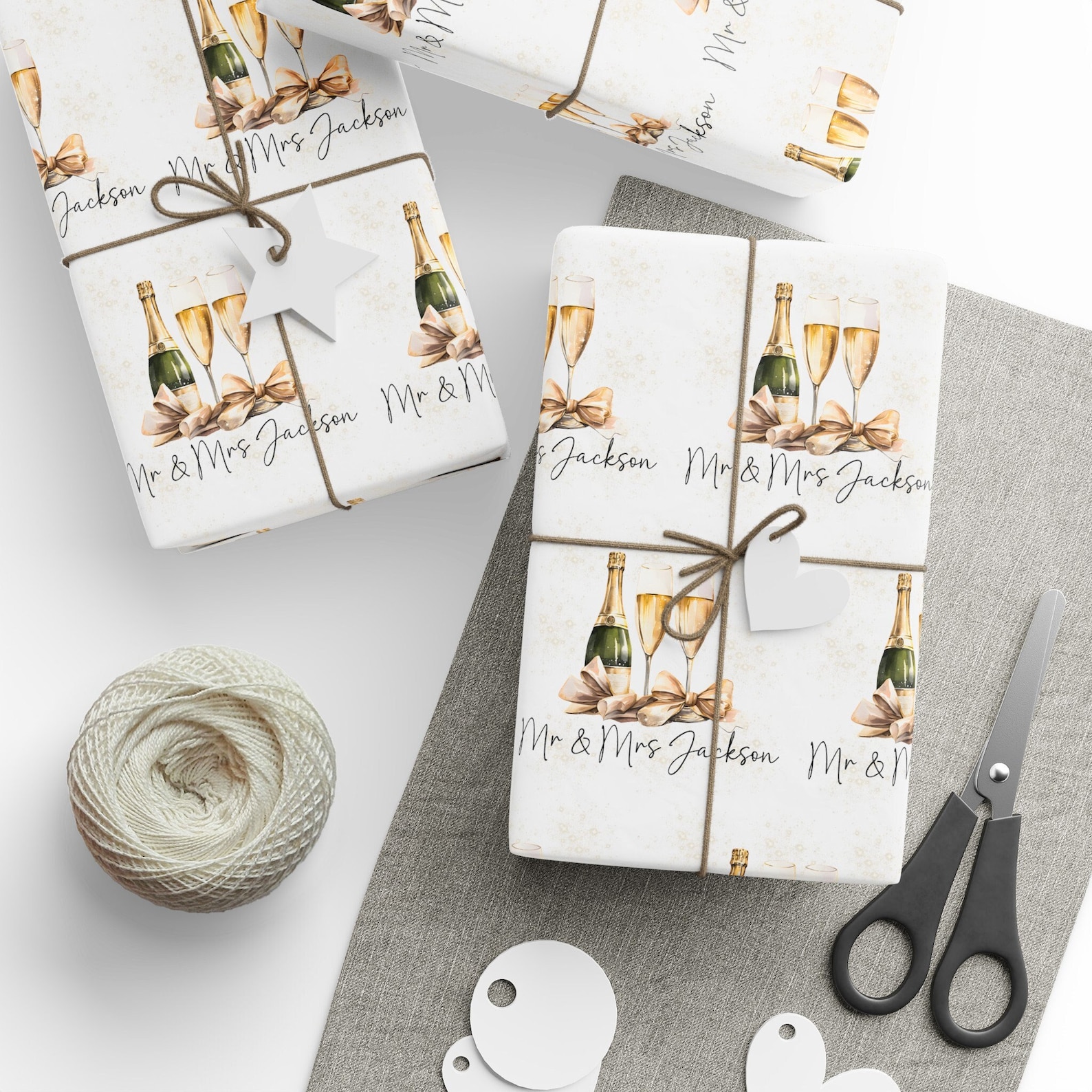 Champagne Custom Wedding Wrapping Paper, Personalized Wedding Wrapping ...
