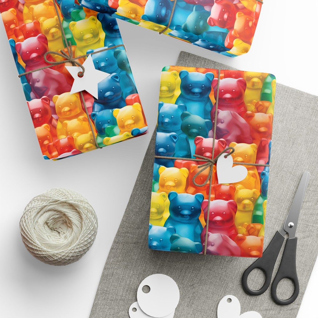 Gummy Bears Wrapping Paper, Gummy Bear Gift Wrap, Gummy Bear Lover ...