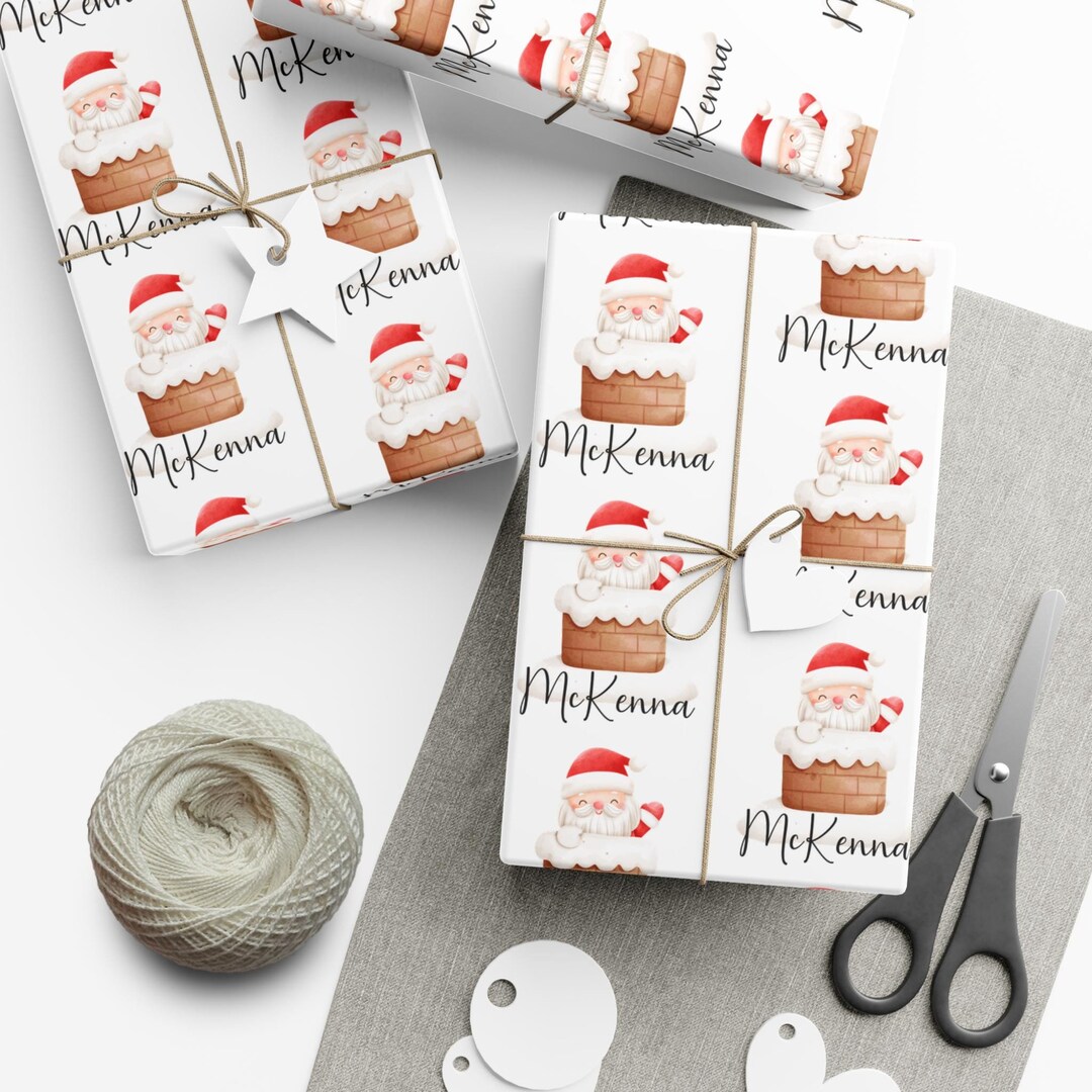 Personalized Santa Wrapping Paper, Custom Christmas Wrapping Paper for ...