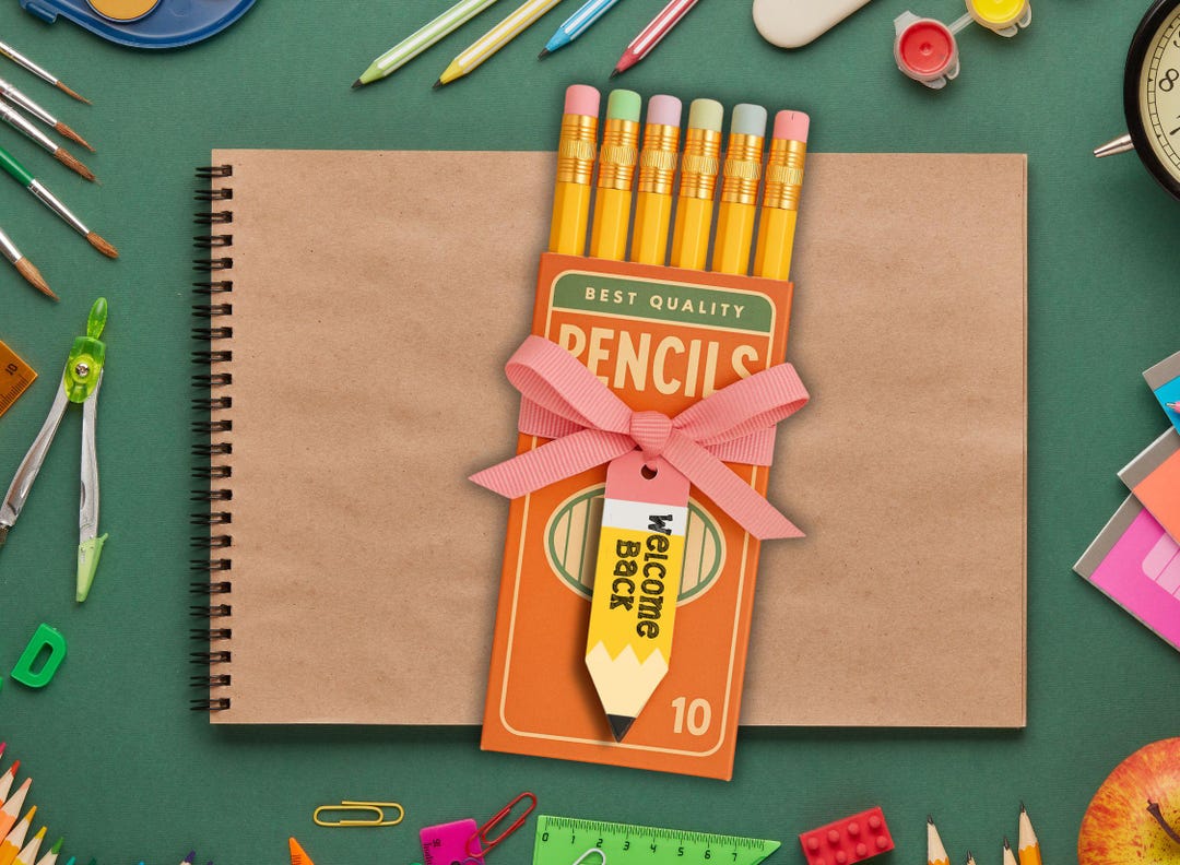 Welcome Back to School Pencil Gift Tag, Start the Year off Write Pencil ...