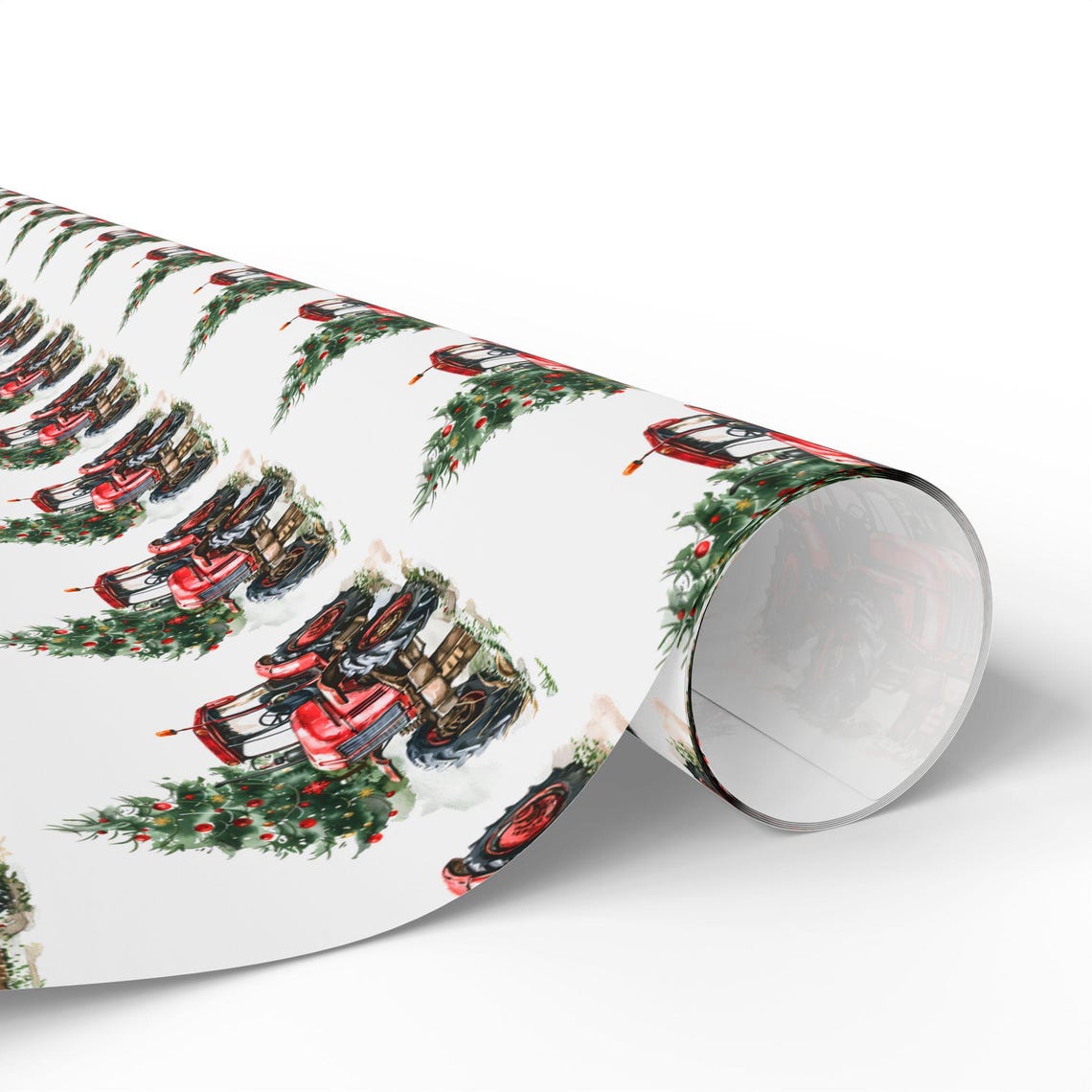 Christmas Tractor Wrapping Paper, Tractor Gift Wrap, Farm Wrapping ...