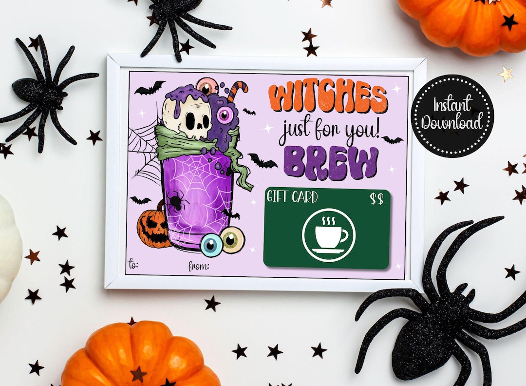 Halloween Coffee Gift Card Holder, Printable Halloween Coffee Gift Card ...