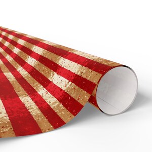 Red and Gold Striped Glitter Christmas Wrapping Paper, Festive and ...
