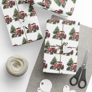 Christmas Tractor Wrapping Paper, Tractor Gift Wrap, Farm Wrapping ...