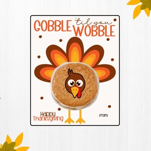 Gobble Til You Wobble Tags, Printable Thanksgiving Treat Tag, Instant ...