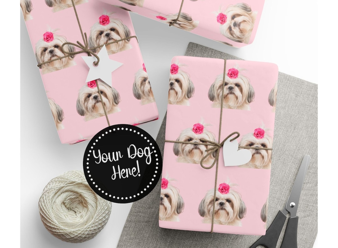 Custom Dog Wrapping Paper, Dog Face Gift Wrap, Personalized Wrapping ...