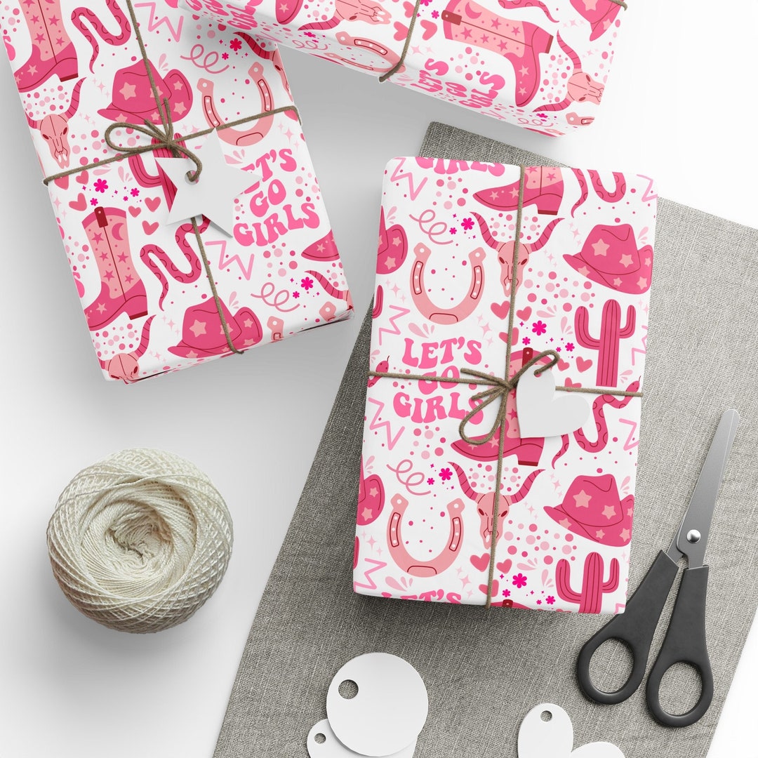 Lets Go Girls Wrapping Paper, Country Wrapping Paper, Cowgirl Wrapping ...