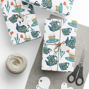 Tea Time Wrapping Paper, Tea Lover, Tea Gift Wrap, You're My Cup of Tea ...