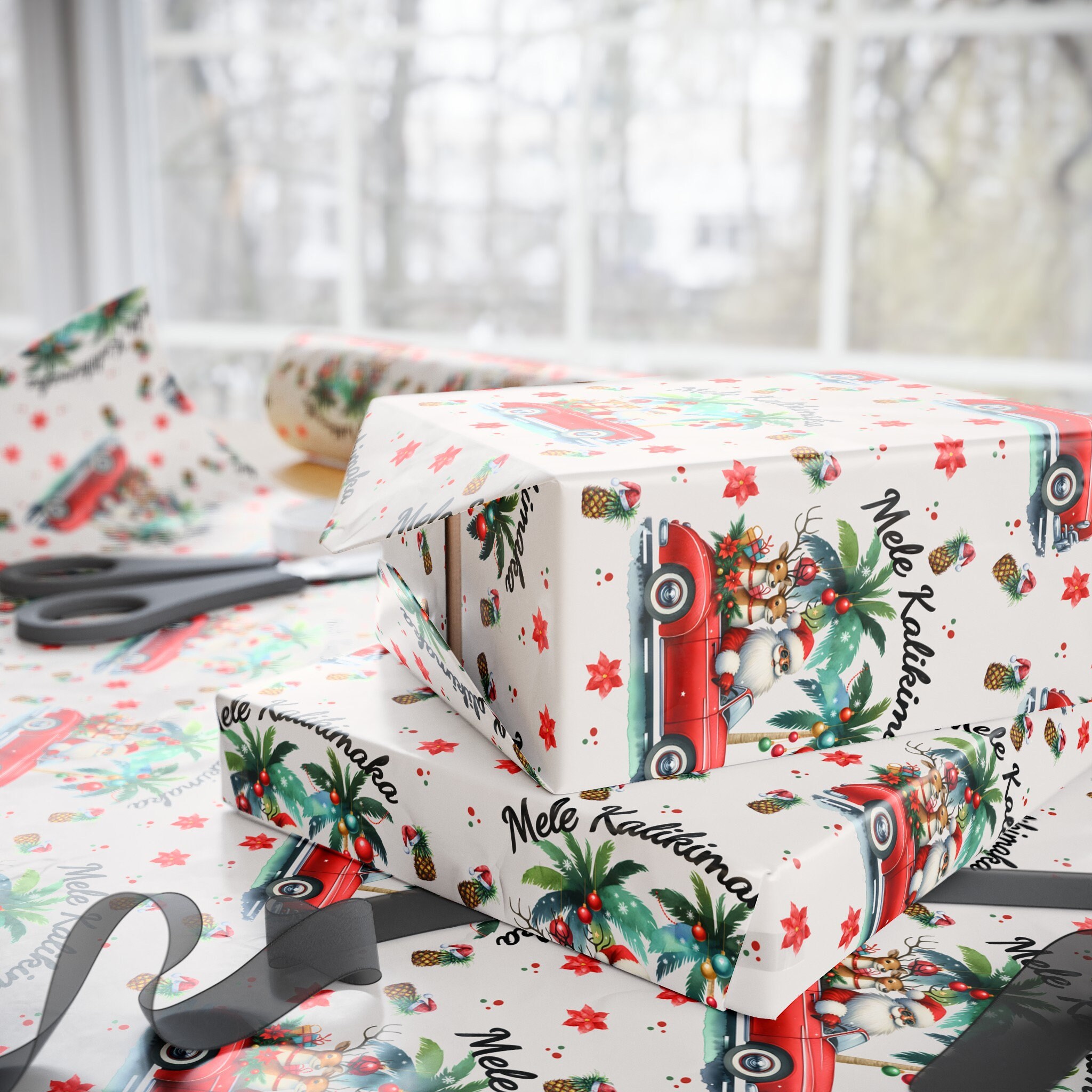 Mele Kalikimaka Wrapping Paper, Hawaiian Christmas Wrapping Paper ...