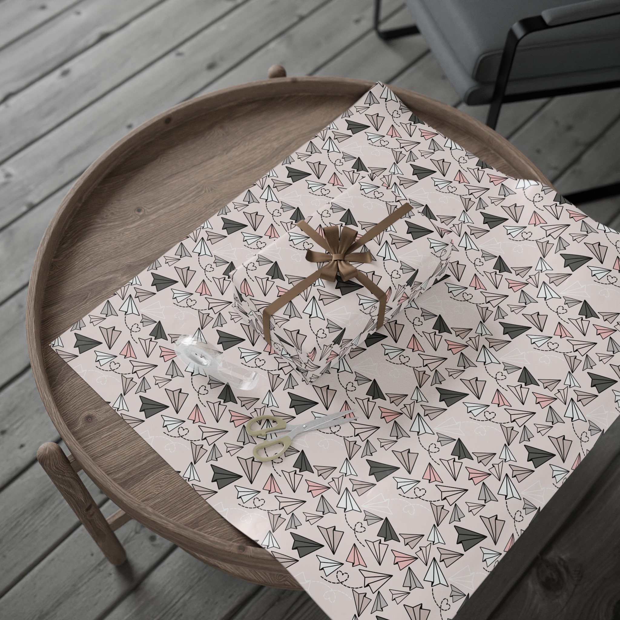 Paper Airplane Wrapping Paper, Paper Airplane Gift Wrap, Pink Wrapping ...