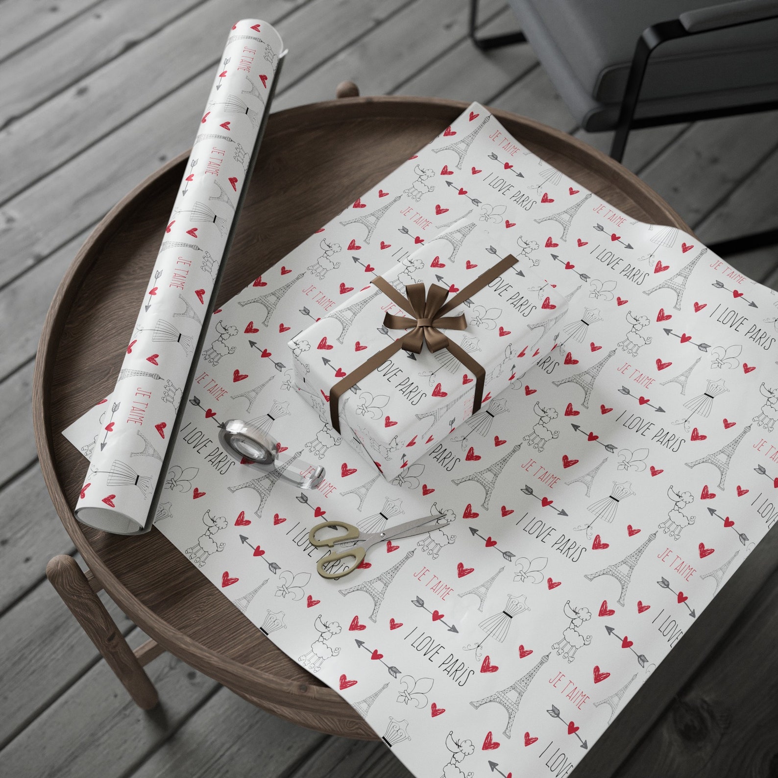 I Love Paris Wrapping Paper, Paris Gift Wrap, Eiffel Tower, Paris ...