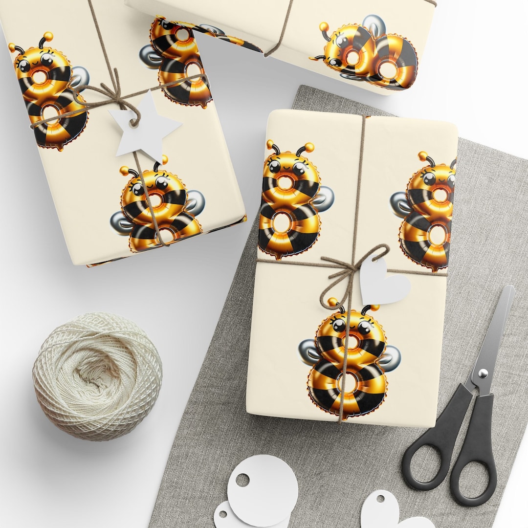 Bumble Bee Birthday Wrapping Paper, Bee Wrapping Paper, Birthday for ...