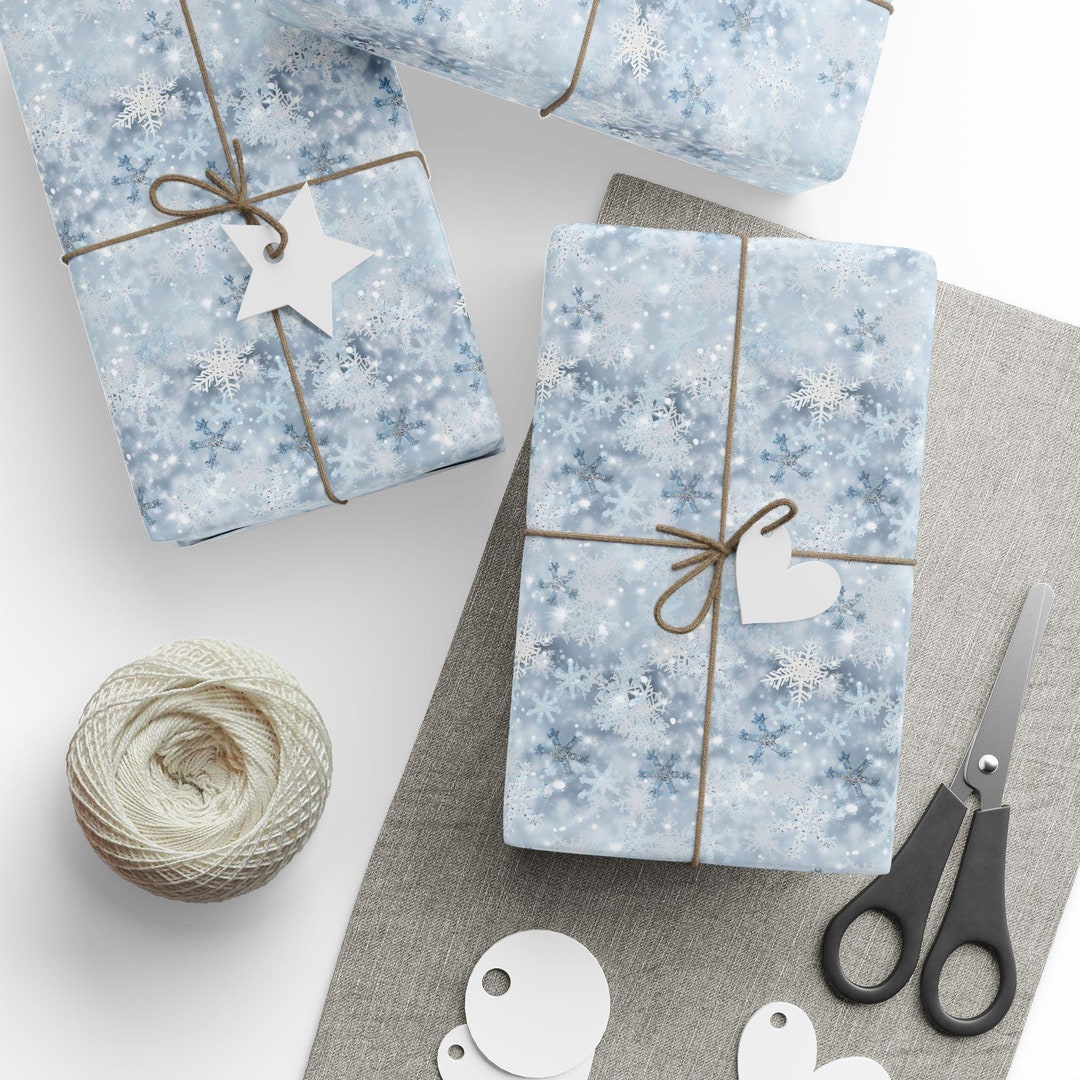 Snowflake Wrapping Paper, Beautiful Blue Tones for Holiday Gift ...