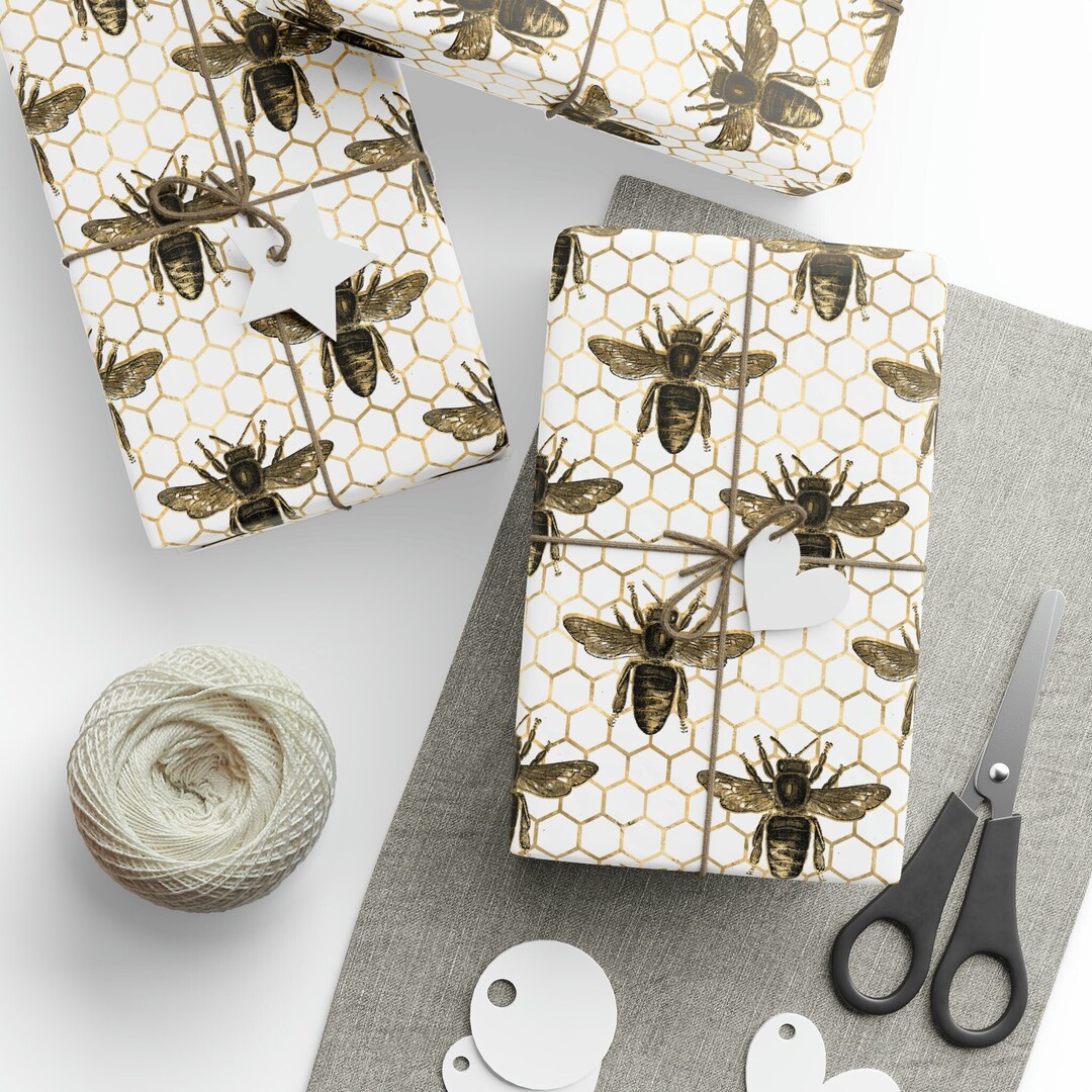 Honeycomb Wrapping Paper, Bee Wrapping Paper, Honeybee Wrapping Paper ...