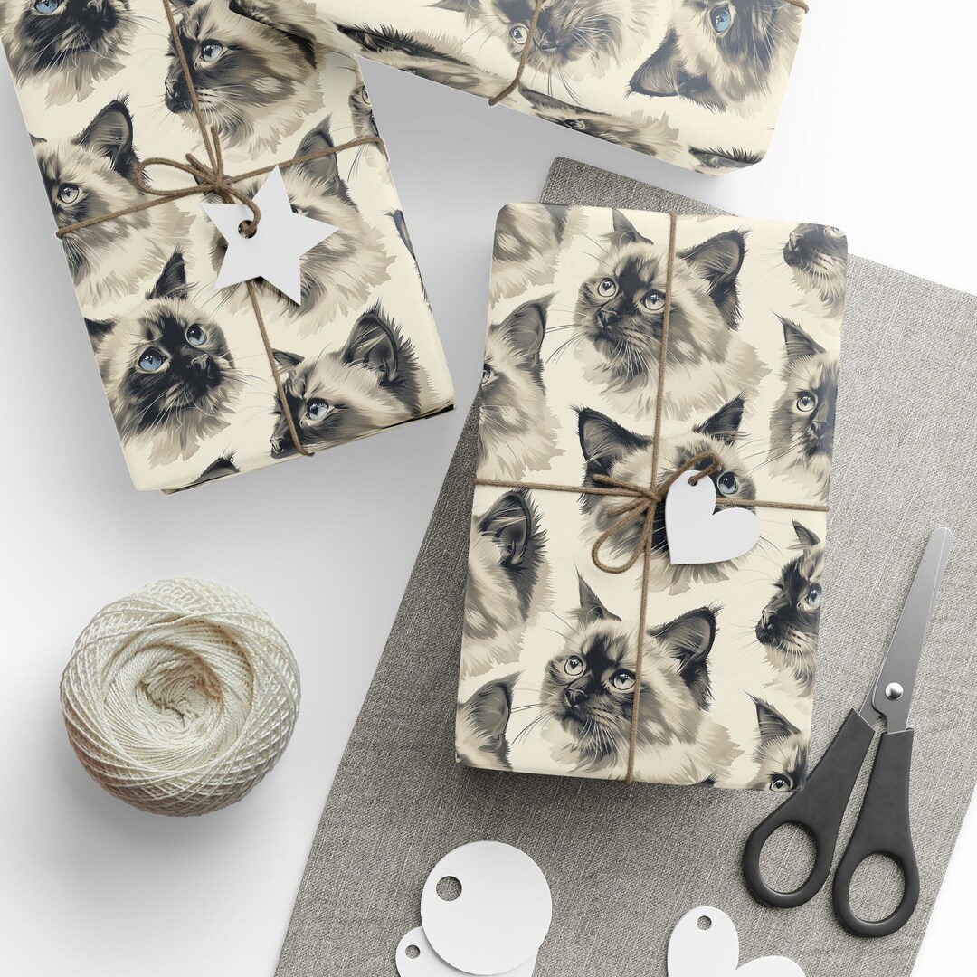 Siamese Cat Wrapping Paper, Ragdoll Cat Wrapping Paper, Cat Gift Wrap ...
