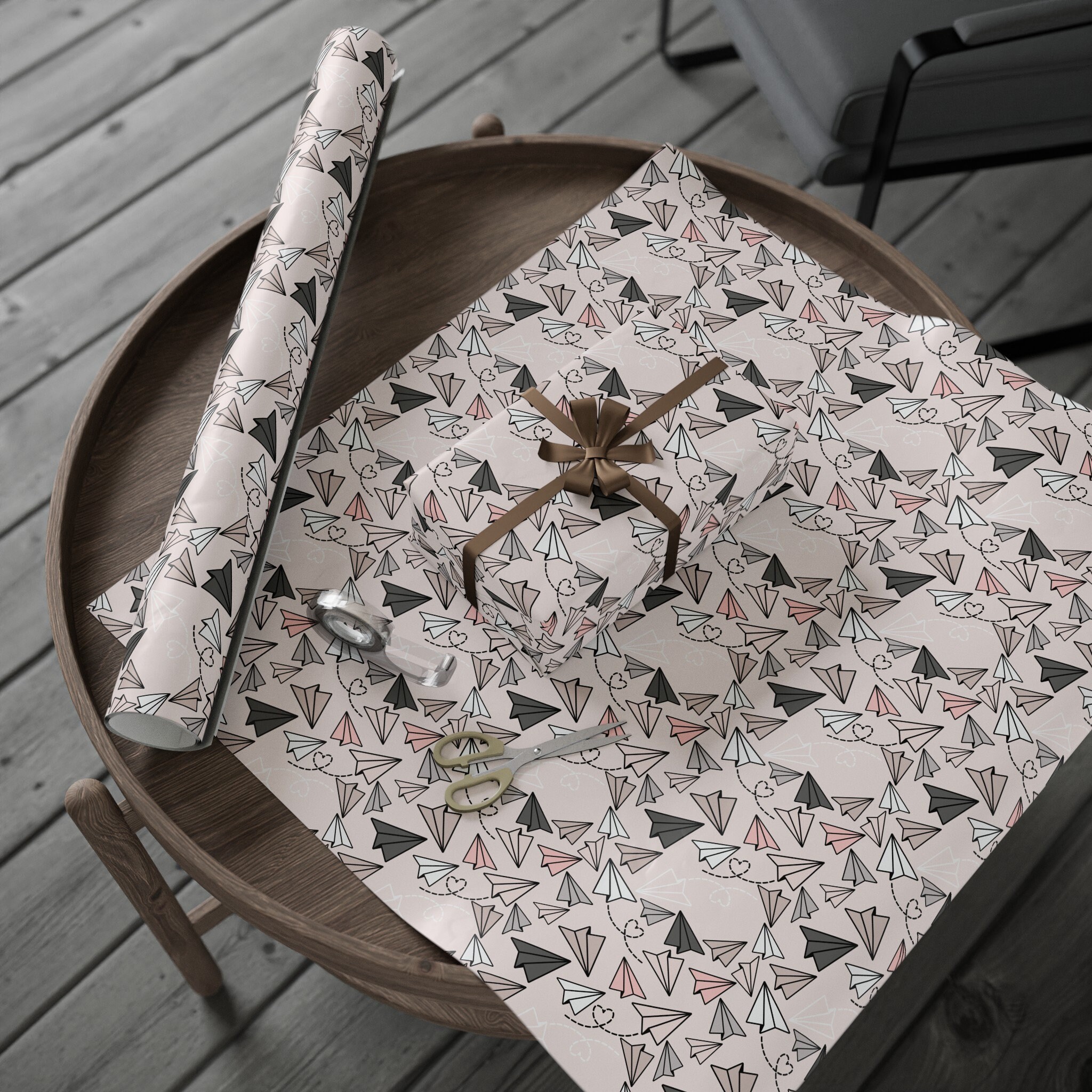 Paper Airplane Wrapping Paper, Paper Airplane Gift Wrap, Pink Wrapping ...