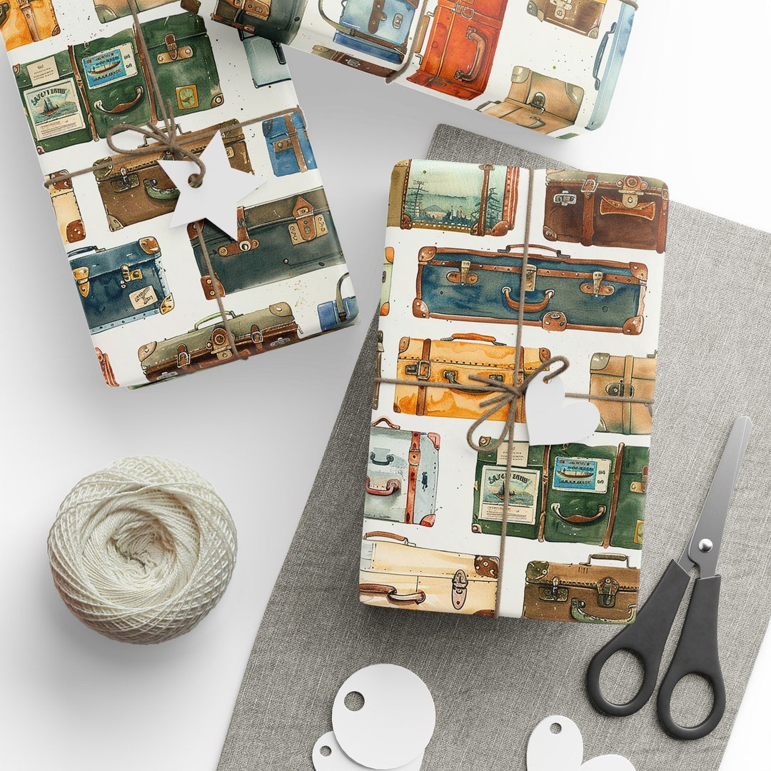 Vintage Suitcases, Suitcase Wrapping Paper, Suitcase Gift, Travel Lover ...