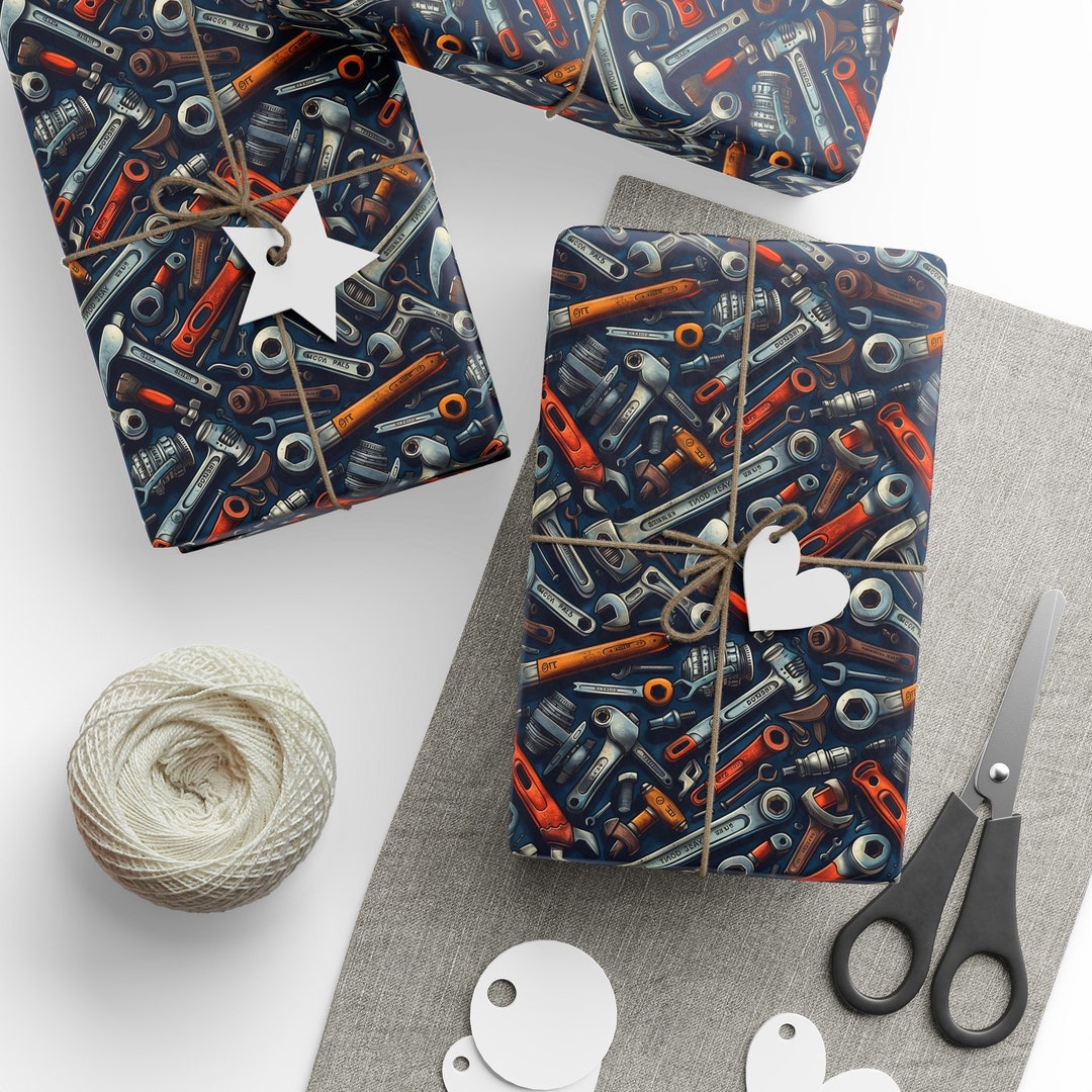 Birthday Wrapping Paper for Him, Tools Gift Wrap, Handyman Gift Wrap ...