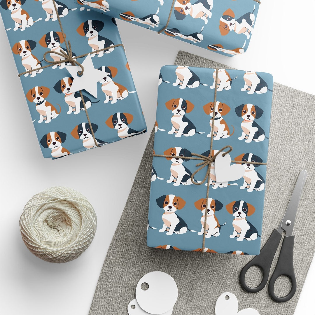 Puppy Dog Wrapping Paper, Dog Gift Wrap, Dog Lover, Beagle Wrapping ...