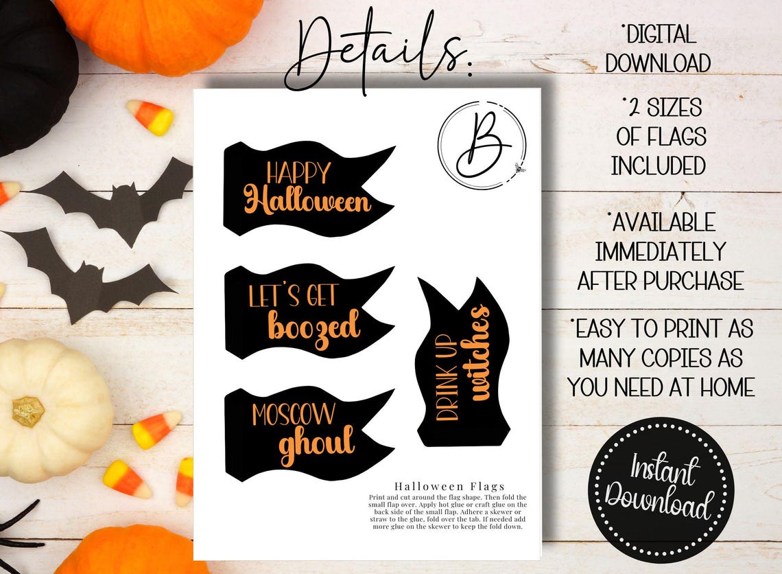 Printable Halloween Drink Flags & Tags – Printable Boozed Cocktail ...