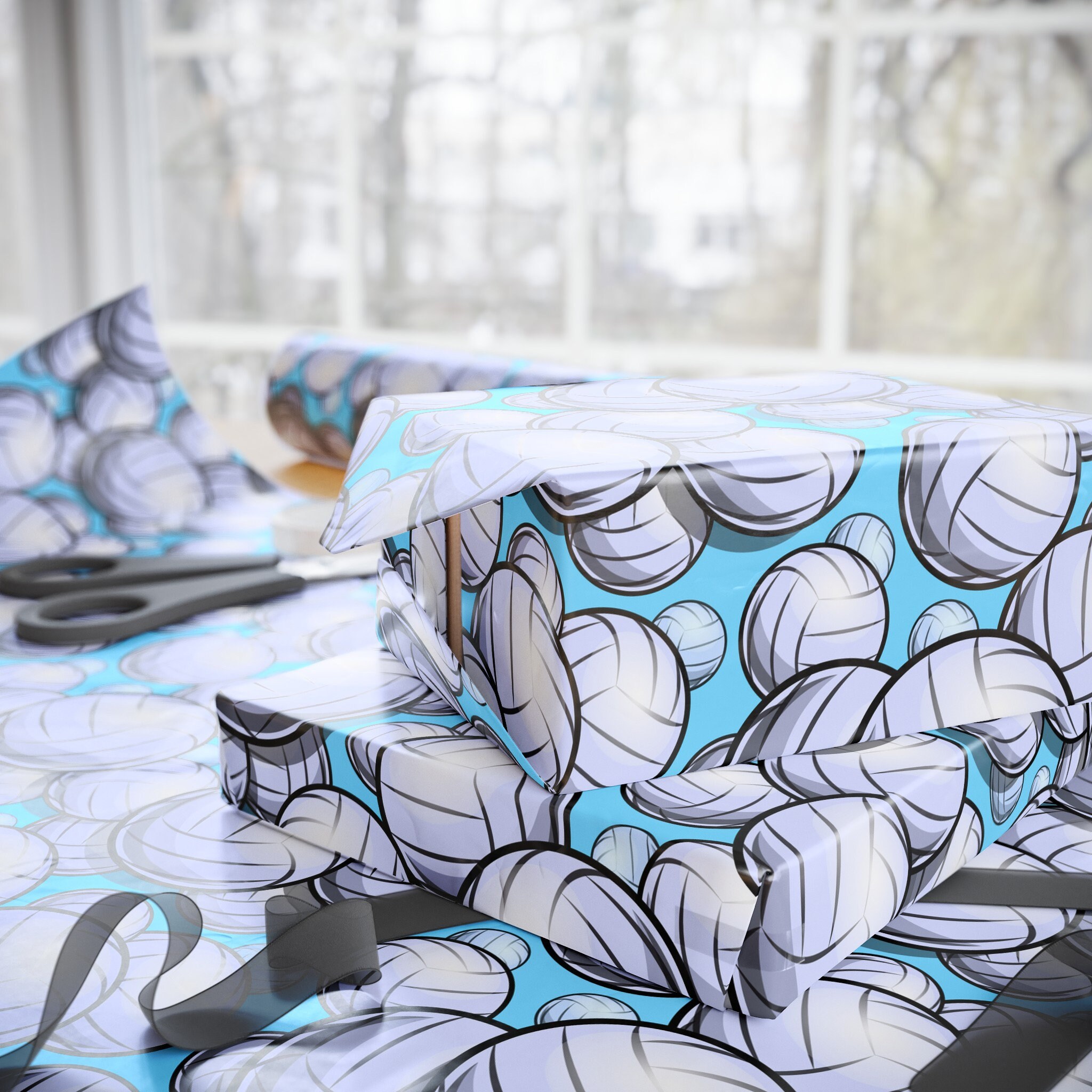 Volleyball Wrapping Paper, Volleyball Gift Wrap, Gift for Her, Sports ...