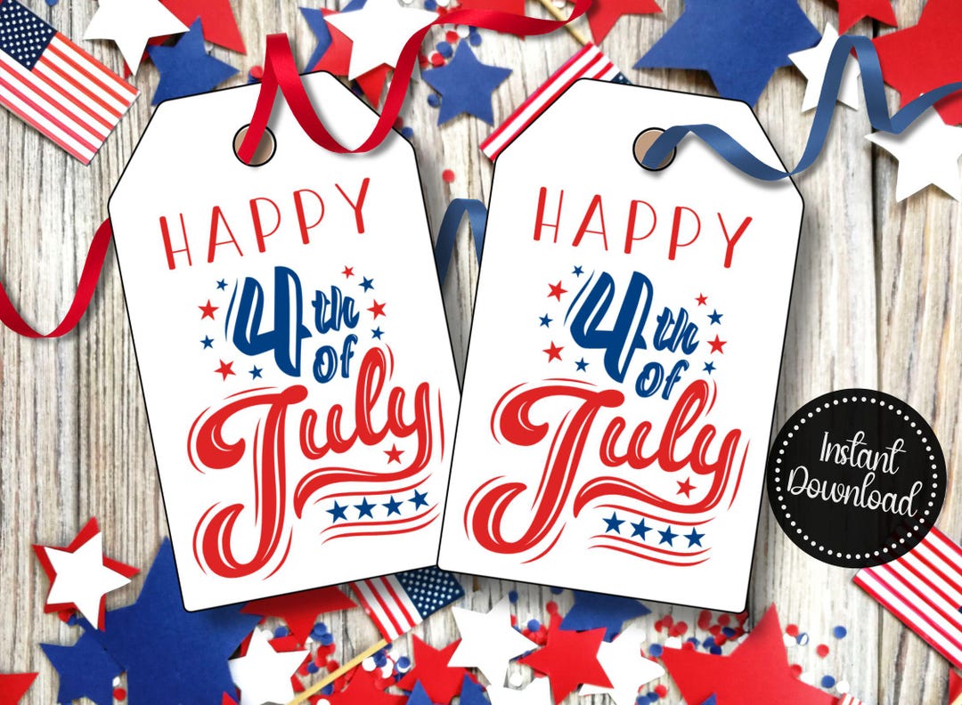 Printable 4th of July Gift Tags, 4th of July Party Favors, Red, White ...