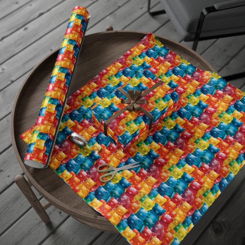 Gummy Bears Wrapping Paper, Gummy Bear Gift Wrap, Gummy Bear Lover ...