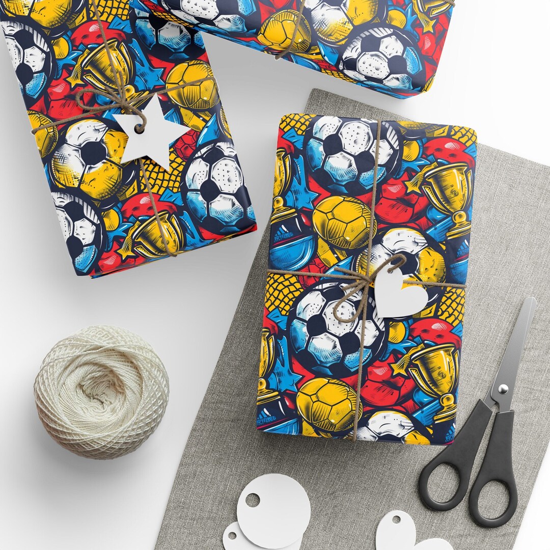 Soccer Wrapping Paper, Soccer Gift Wrap, Soccer Player, Soccer Lover ...