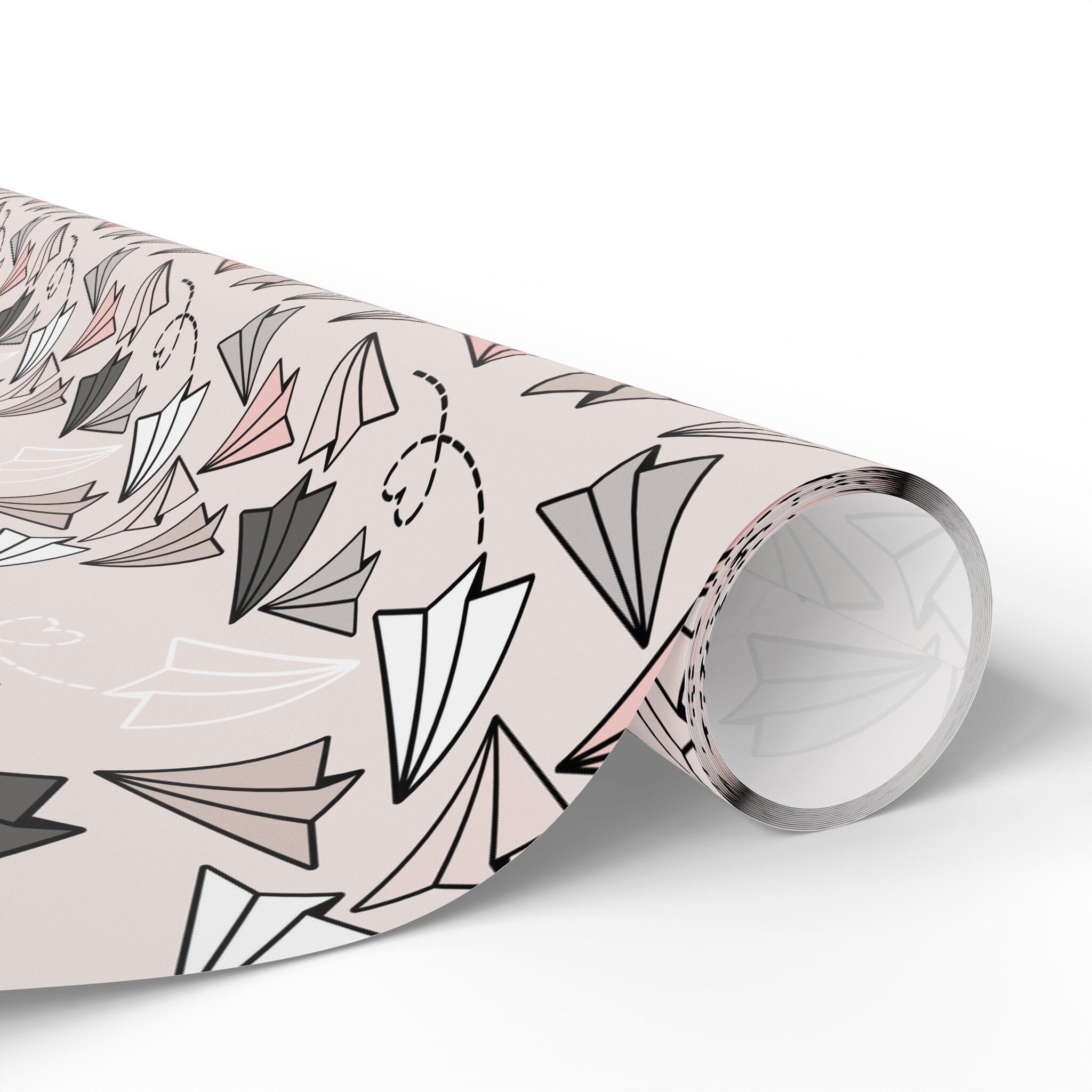 Paper Airplane Wrapping Paper, Paper Airplane Gift Wrap, Pink Wrapping ...