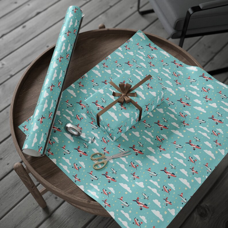 Cute Airplane Wrapping Paper, Airplane Gift Wrap, Baby Boy Wrapping ...