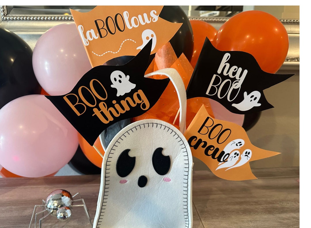 Boo Halloween Printable Flags, Halloween Pennant Flags, Boo Basket, Boo ...