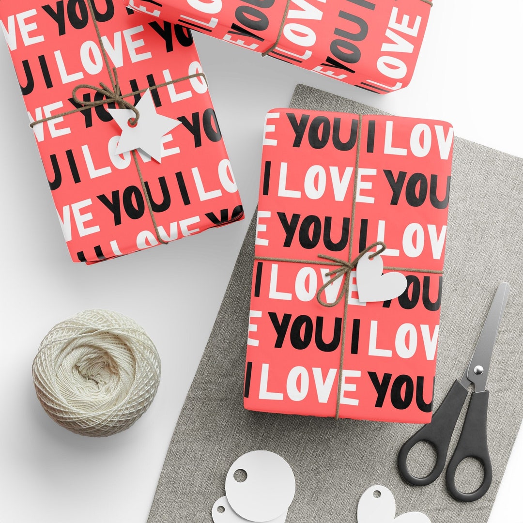 I Love You Wrapping Paper, I Love You Gift, Valentine's Day Wrapping ...