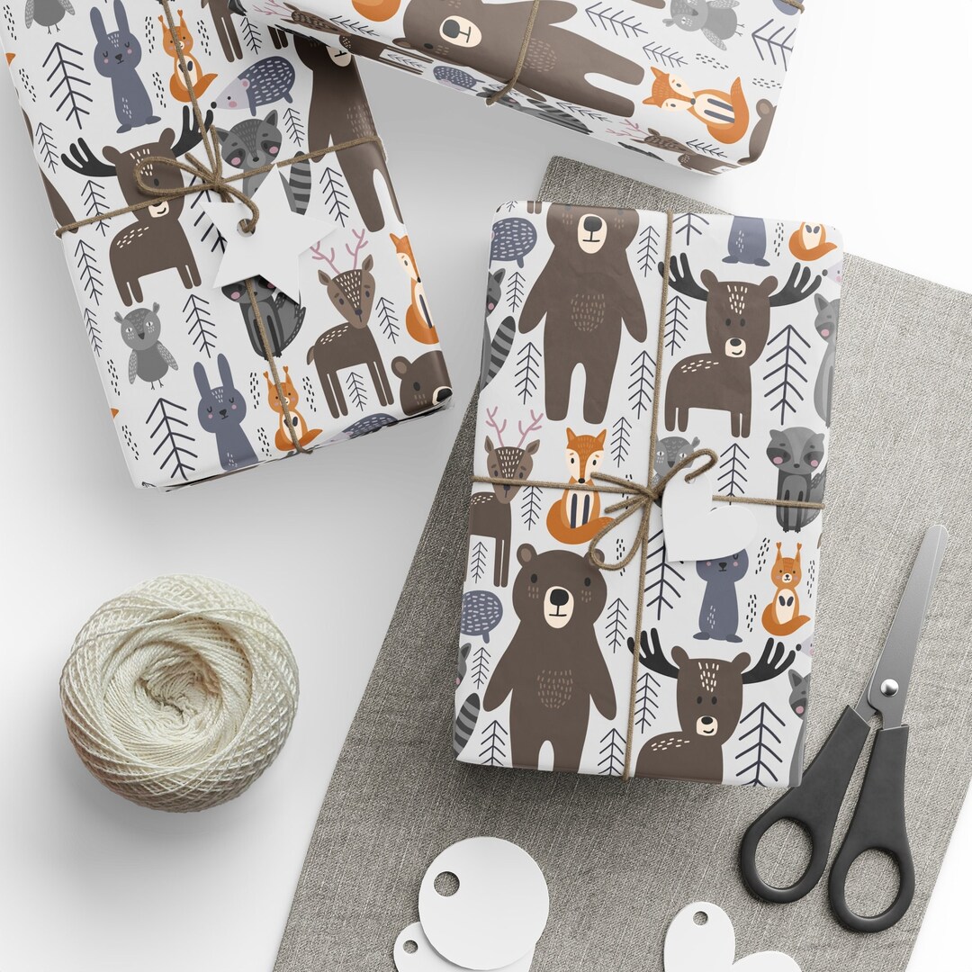 Baby Animal Wrapping Paper, Baby Shower Wrapping Paper, Baby Gift Wrap ...