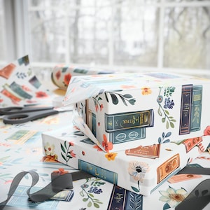 Book Wrapping Paper, Book Lover, Book Gift, Cute Book Wrapping Paper ...