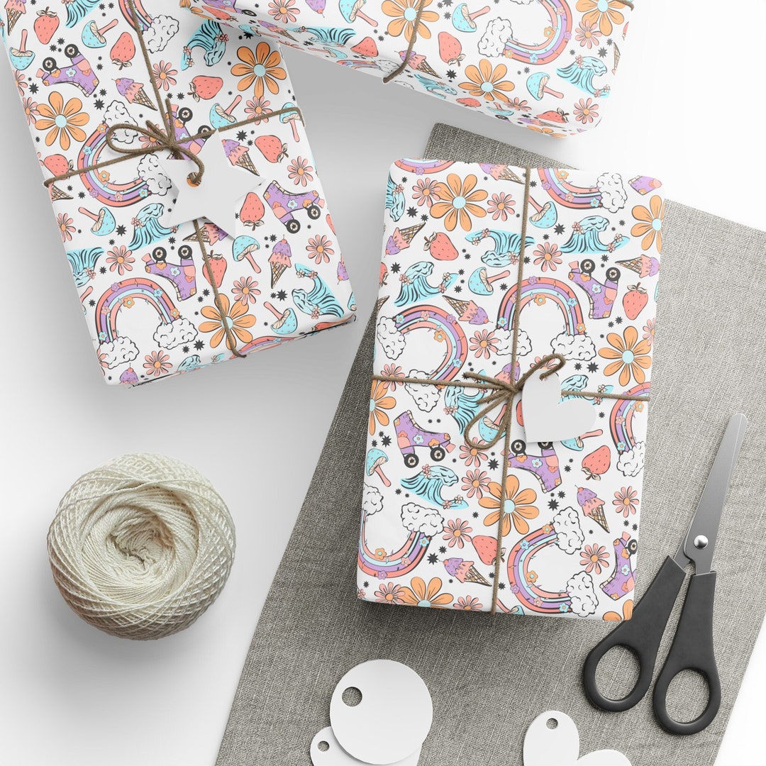 Retro Groovy Wrapping Paper, Groovy Gift Wrap, Retro Gift Wrap, Gift ...