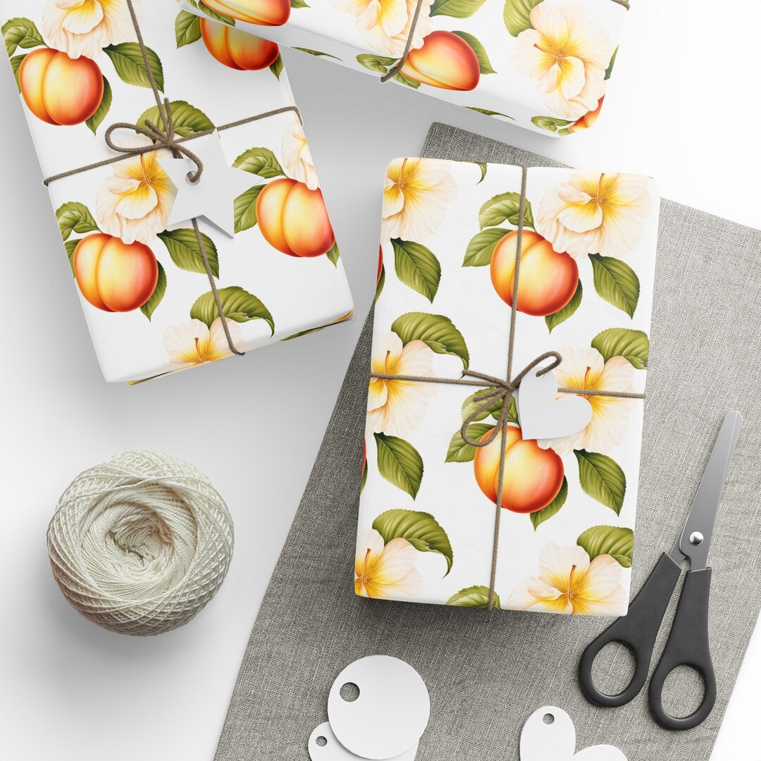 Peach Wrapping Paper, Peach Gift Wrap, Peach Lover, Fruit Lover, Gift ...
