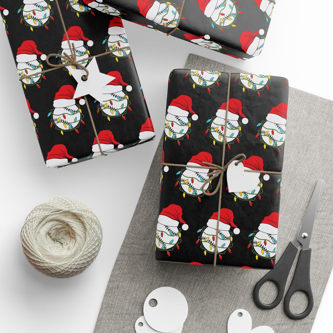 Christmas Baseball Wrapping Paper, Christmas Baseball Gift Wrap ...