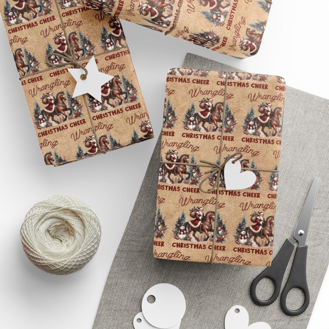 Wrangling Christmas Cheer Wrapping Paper, Country Christmas Wrapping ...